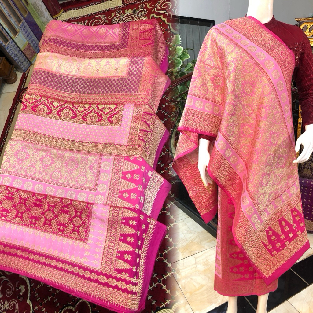 Jual Shocking pink Exclusive Songket Rakam Dimensi ORI /songket tenun ...