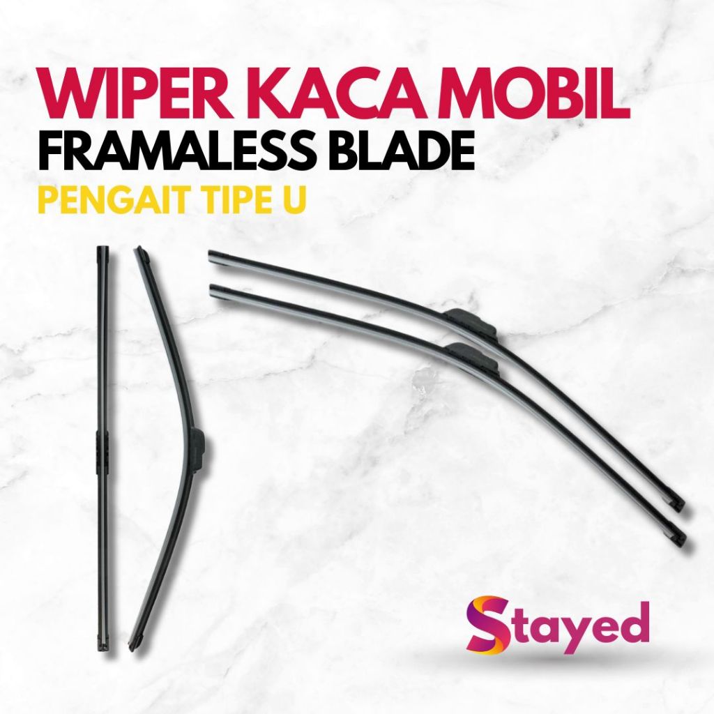 Jual Wiper Kaca Mobil Frameless Blade U Shape Hook 1 Pair | Shopee ...