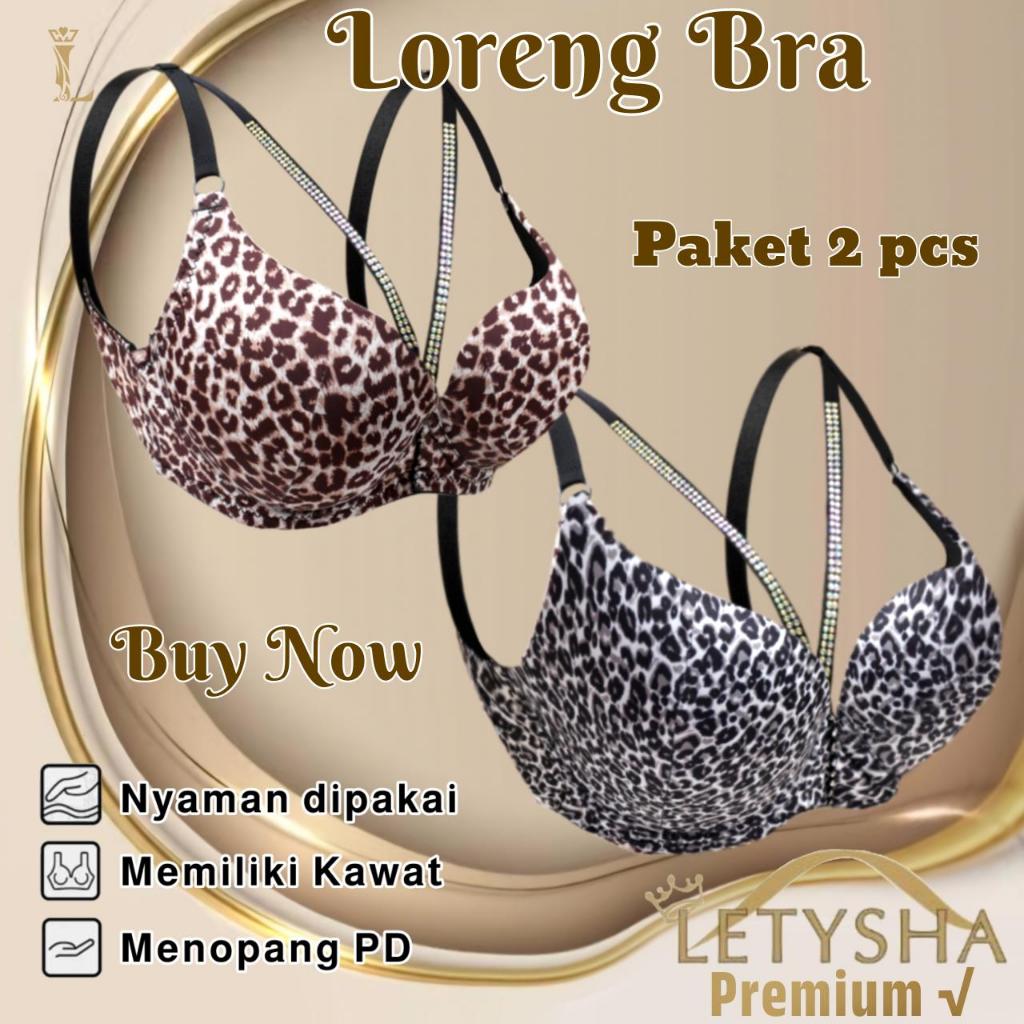 Jual LETYSHA 2pcs Premium Bra - Loreng BH Push Up Busa Tipis Cup C Kait 3 Berkawat | 38 40 42 44 ...