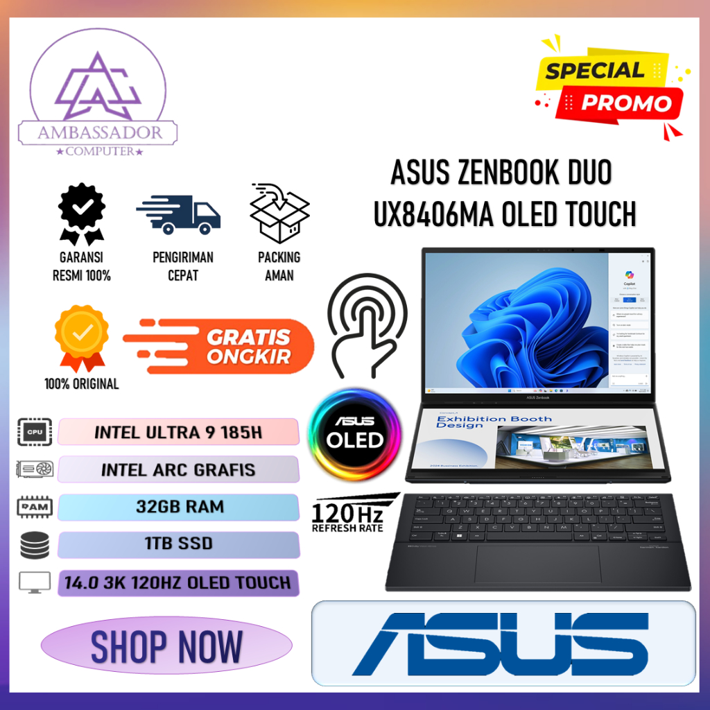 Jual ASUS ZENBOOK DUO UX8406MA OLED TOUCH INTEL ULTRA 9 185H RAM 32GB ...