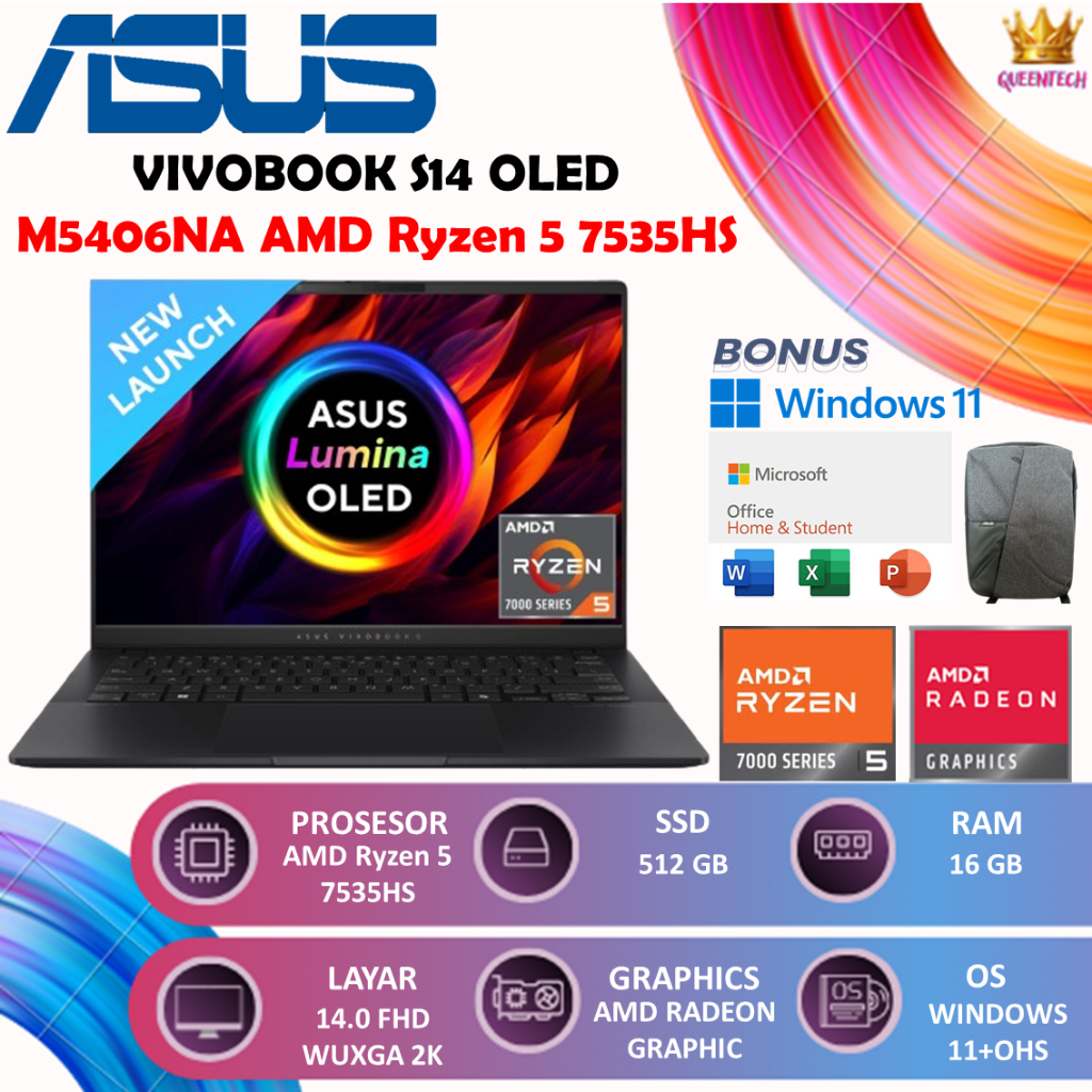 Jual ASUS Vivobook S 14 OLED M5406NA AMD Ryzen 5 7535HS [16GB/512GB ...