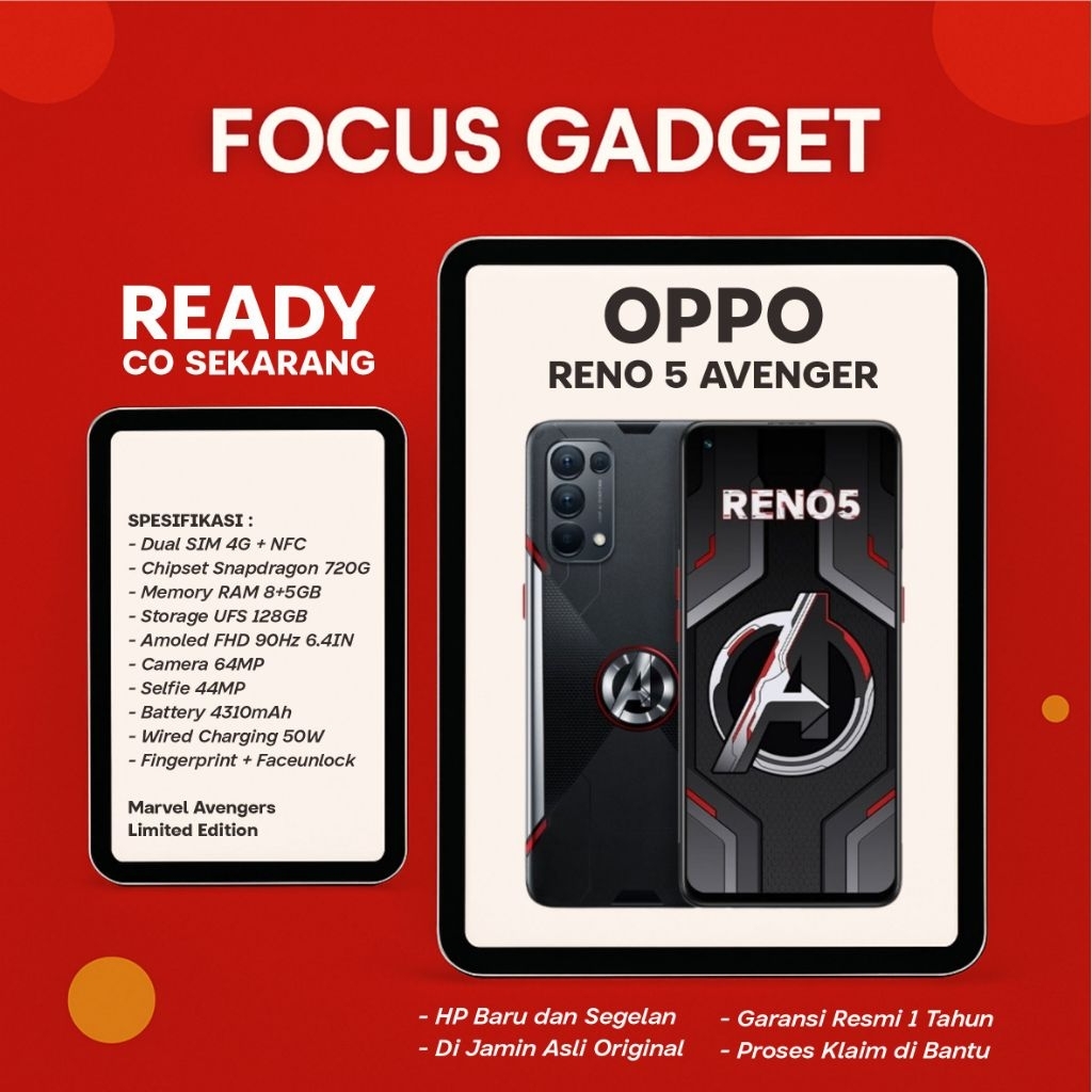 Jual FOCUS OPPO RENO 5 MARVEL AVENGER LIMITED EDITION 13GB/128GB 8+5GB ...