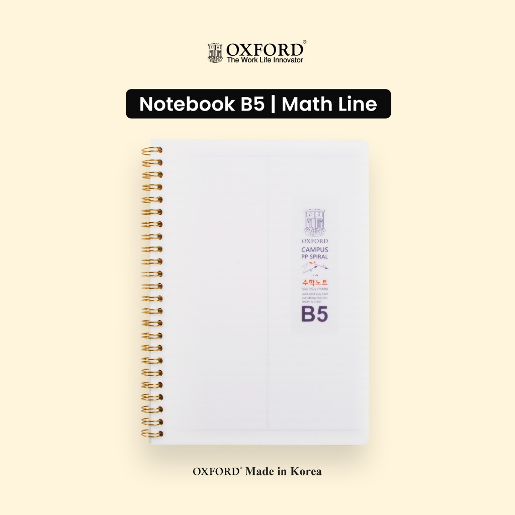 Jual Oxford Notebook Spiral B5 80 Lembar Math Line – Cover Milk PP ...