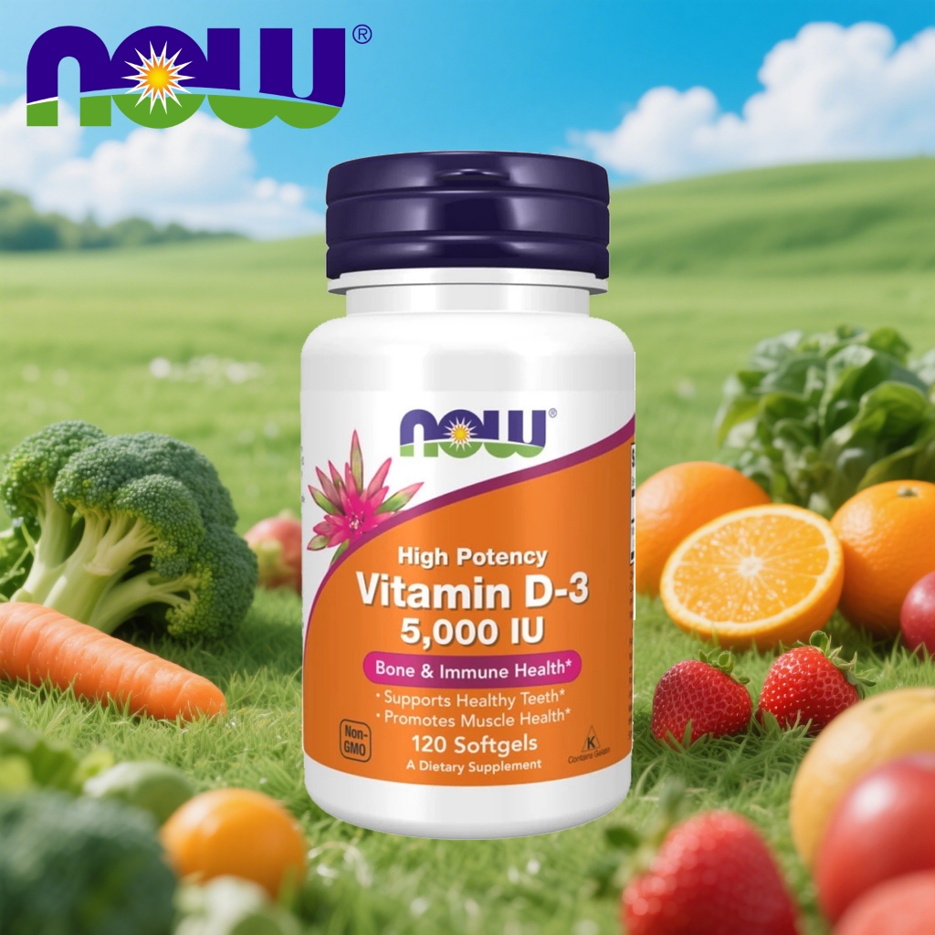 Jual NOW Vitamin D-3 5000 IU Bone & Immune Health Vitamin D3 Kapsul Now ...