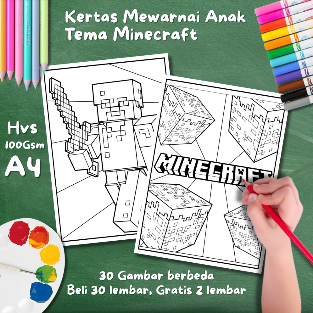 Jual 30 Lembar Kertas Mewarnai Anak A4 / Coloring / Sketsa Tema ...