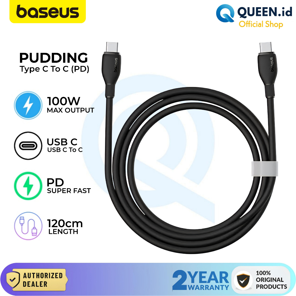 Jual Baseus Pudding Kabel Data Charger USB TYPE C TO C 1.2m 100W 5A PD QC Super Fast Charging ...
