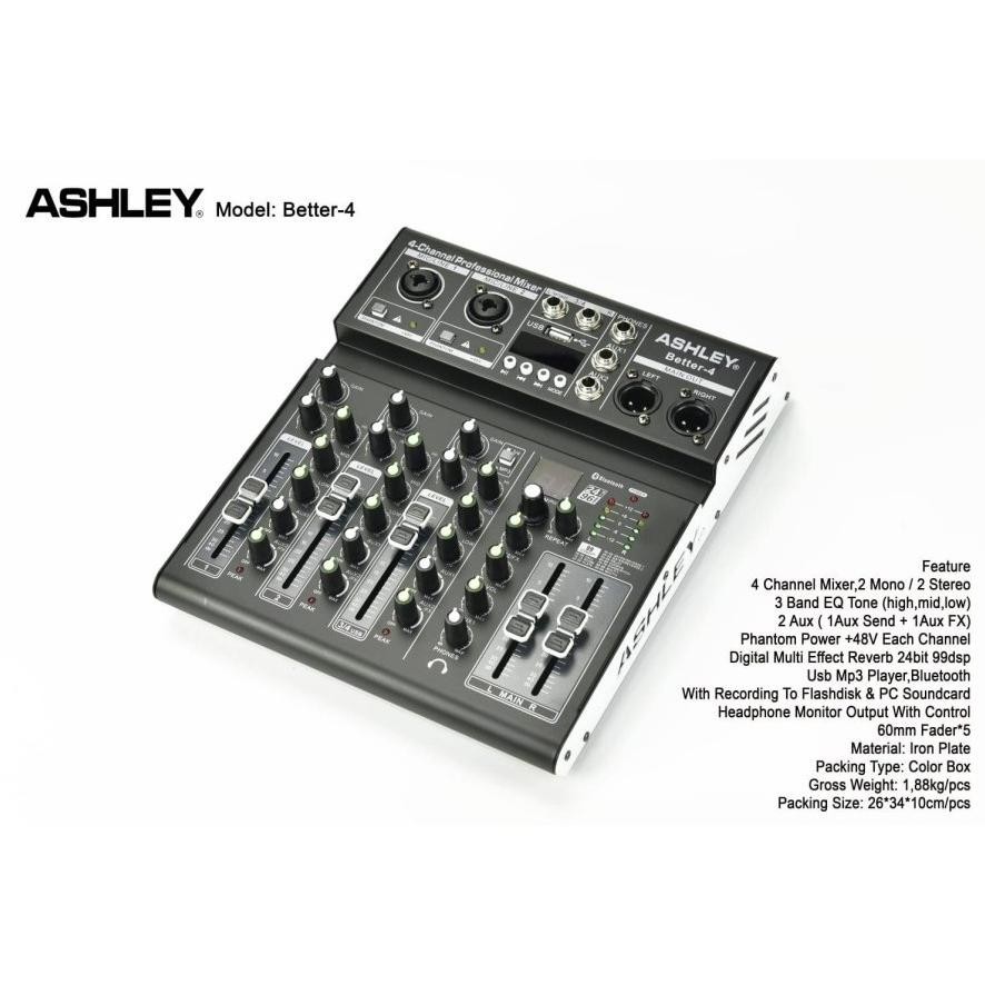 Jual Mixer Ashley Better 4 Original 4 Channel 4CH USB Bluetooth | Shopee Indonesia