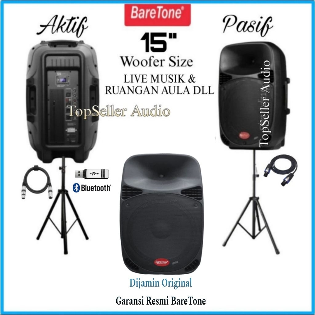 Jual Speaker Aktif pasif 15 Inch BareTone Original [ Active Max15Mb & Pasif Max15Mw ] Garansi ...