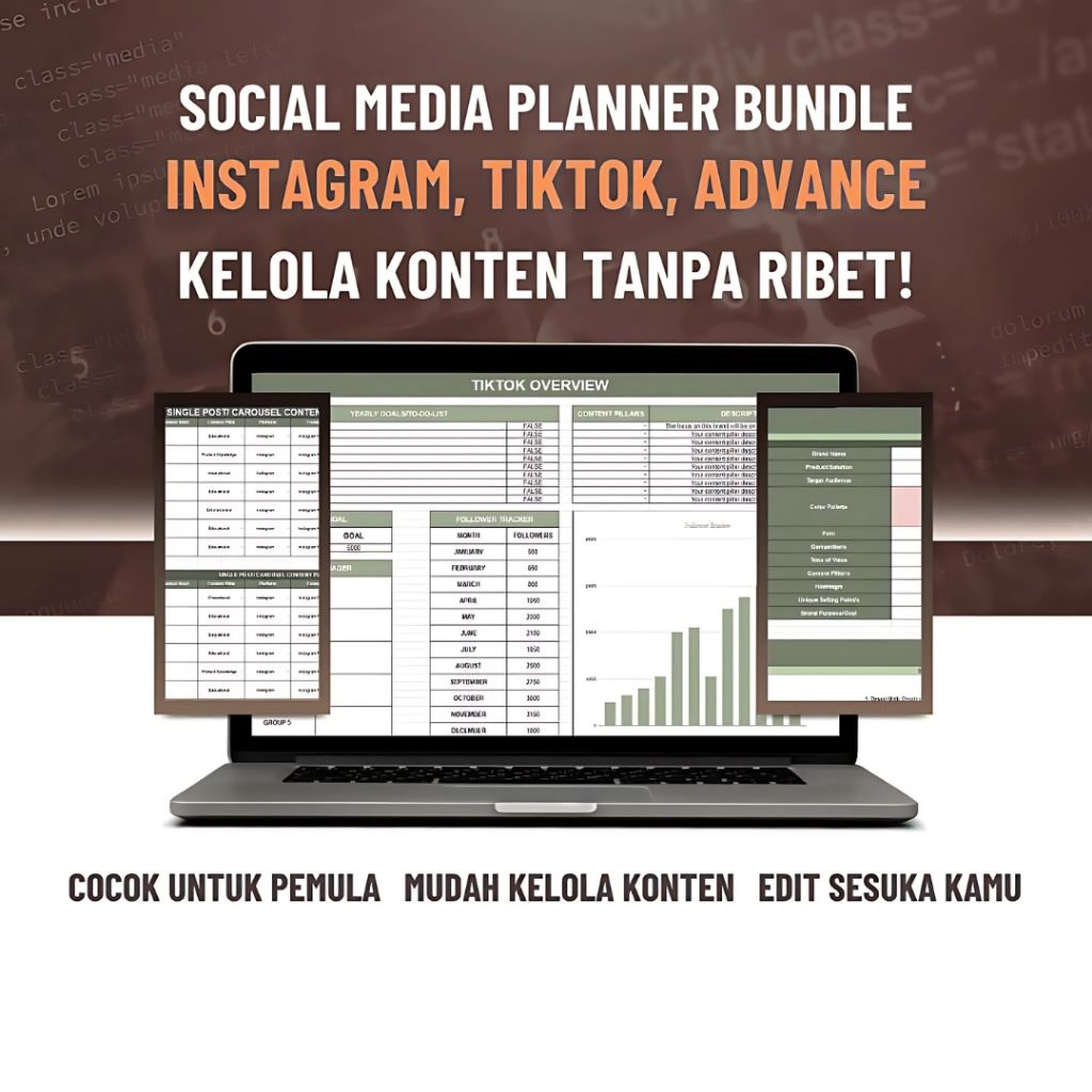 Jual Social Media Planner Bundle [3 Paket + Bonus Video Script] Planner + CTA + Kalender Konten ...