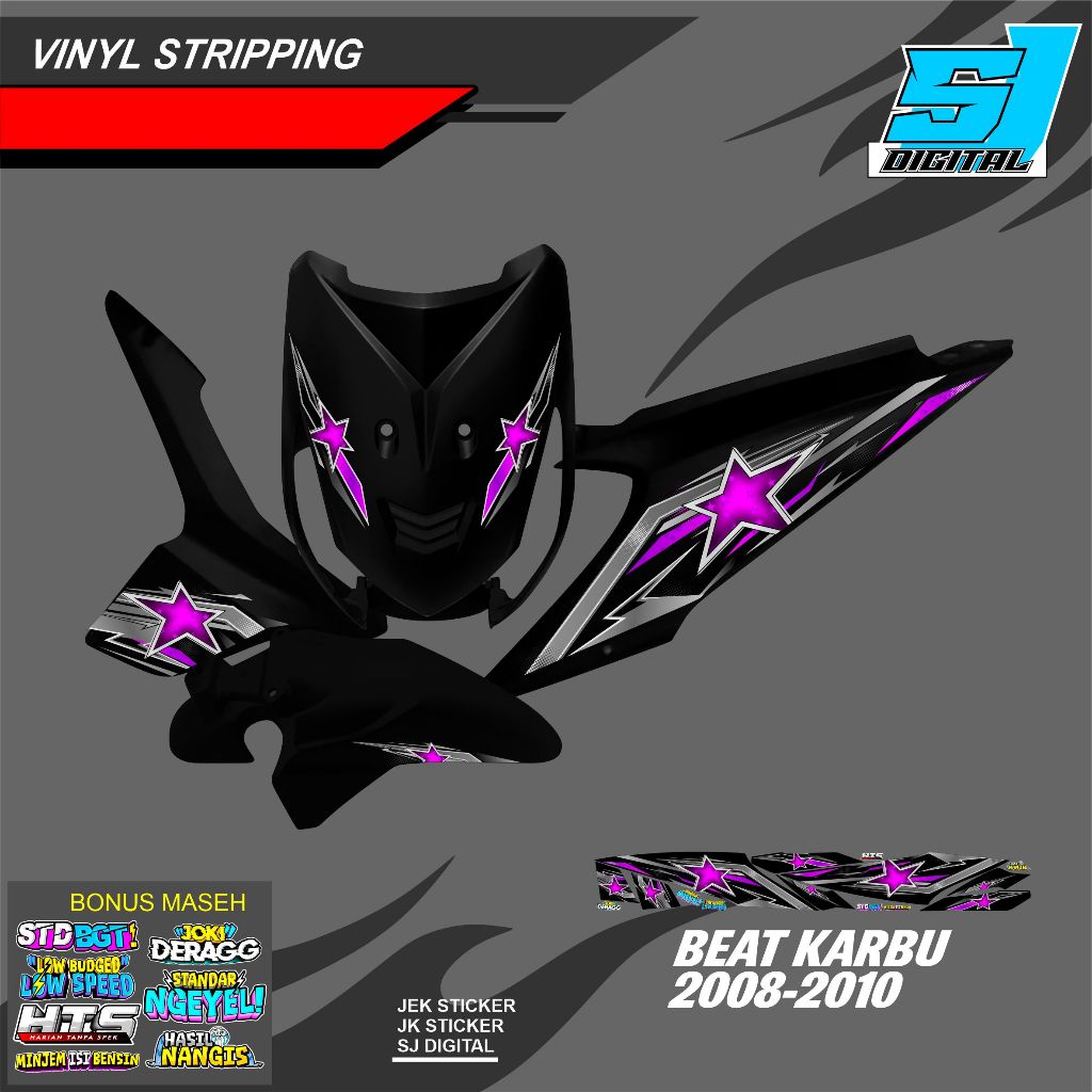 Jual STRIPPING SIMPEL HONDA BEAT KARBU DESAIN LIVERY 3 20K NO CUTING ...