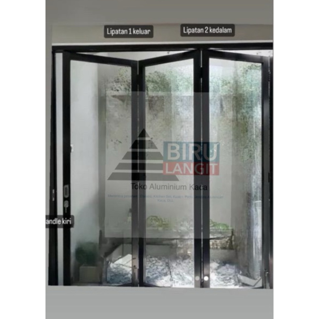 Jual PINTU LIPAT 3 DAUN ALUMINIUM KACA FULL 210 x 200 CM | Shopee Indonesia
