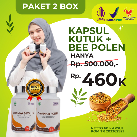Jual PAKET 2 BOX KAPSUL KUTUK CHANNABEE Plus Beepoleen Extra Sari ...