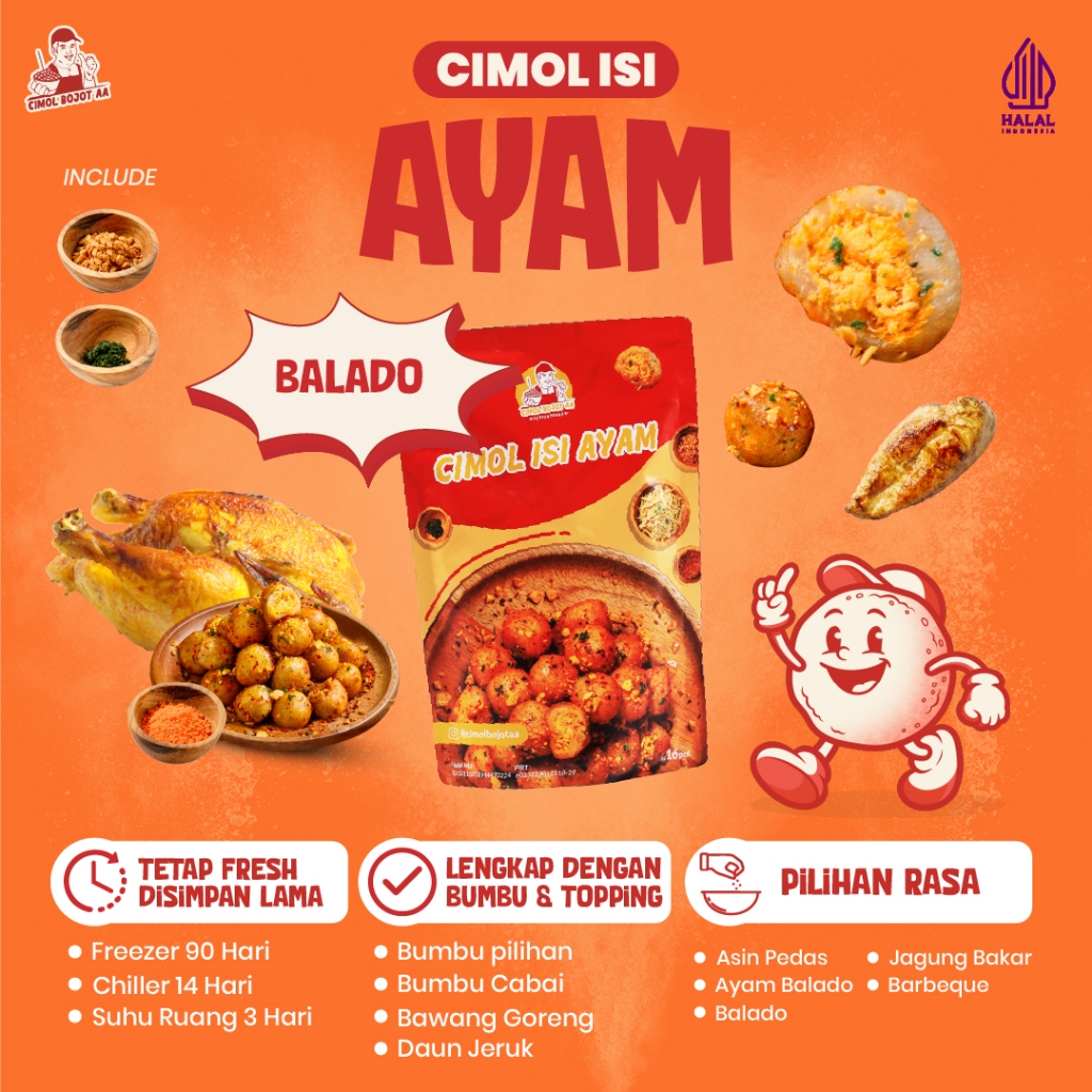 Jual Cimol Bojot AA isi Ayam Rasa Balado Daun Jeruk | Shopee Indonesia