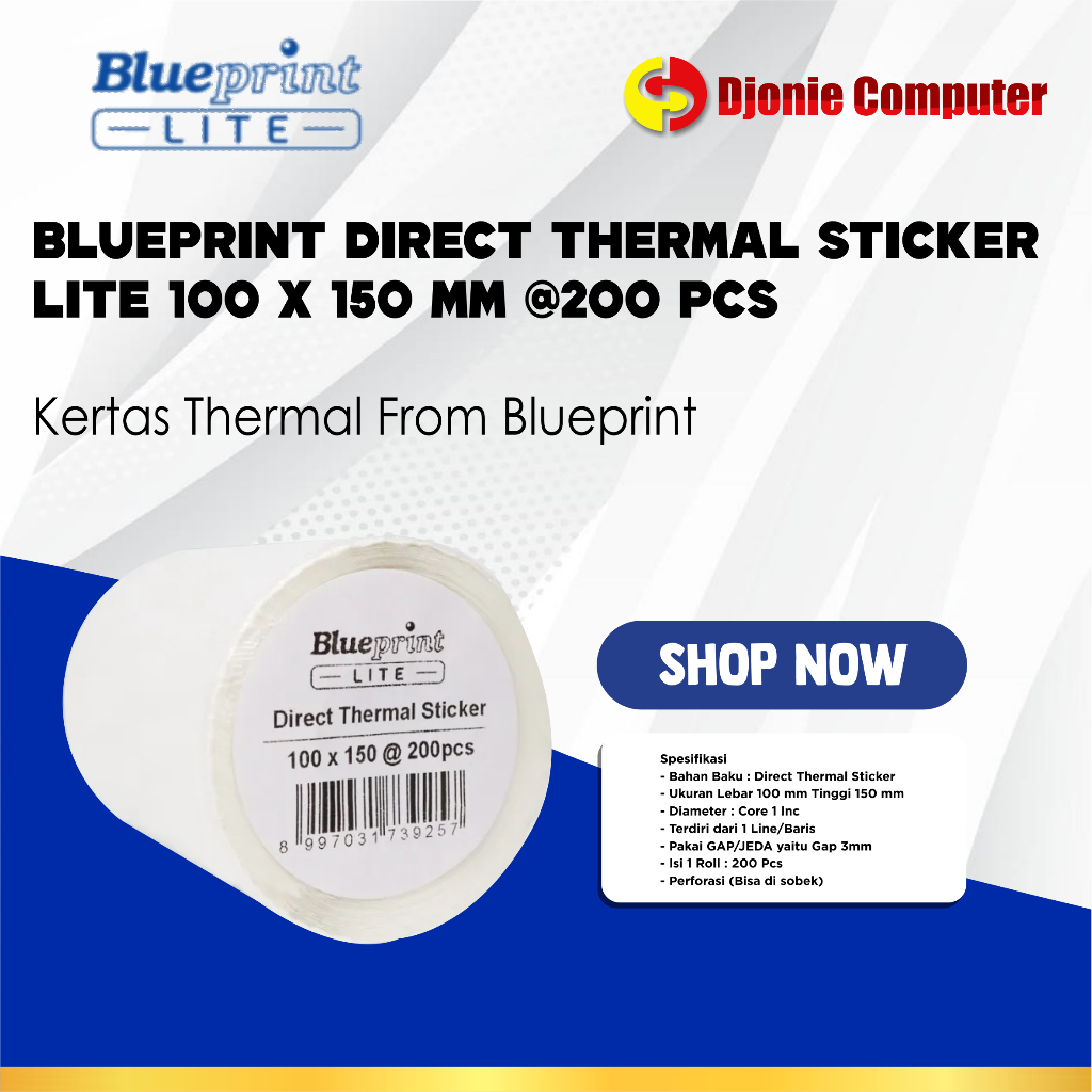 Jual Blueprint Direct Thermal Sticker Lite 100x150x1 Line @200pcs | Shopee Indonesia