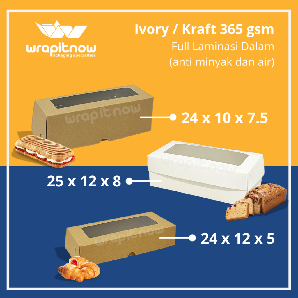 Jual Dus Kraft Ivory 25x12x8 Dus 24x12x5 Dus 25.3x9x8.5 Box Roti Sisir ...
