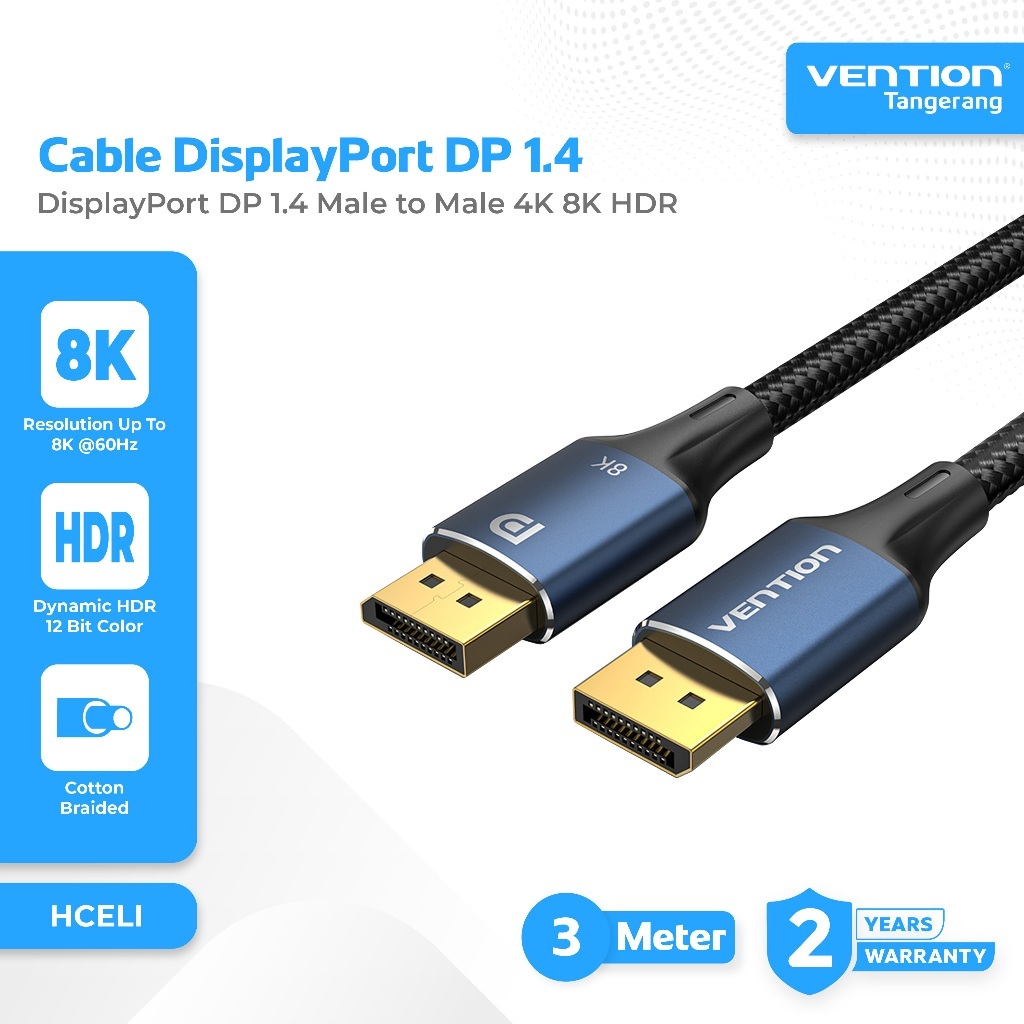Jual VENTION HCELI Kabel Display Port Male to Display Port Male 8K 3M 3 ...