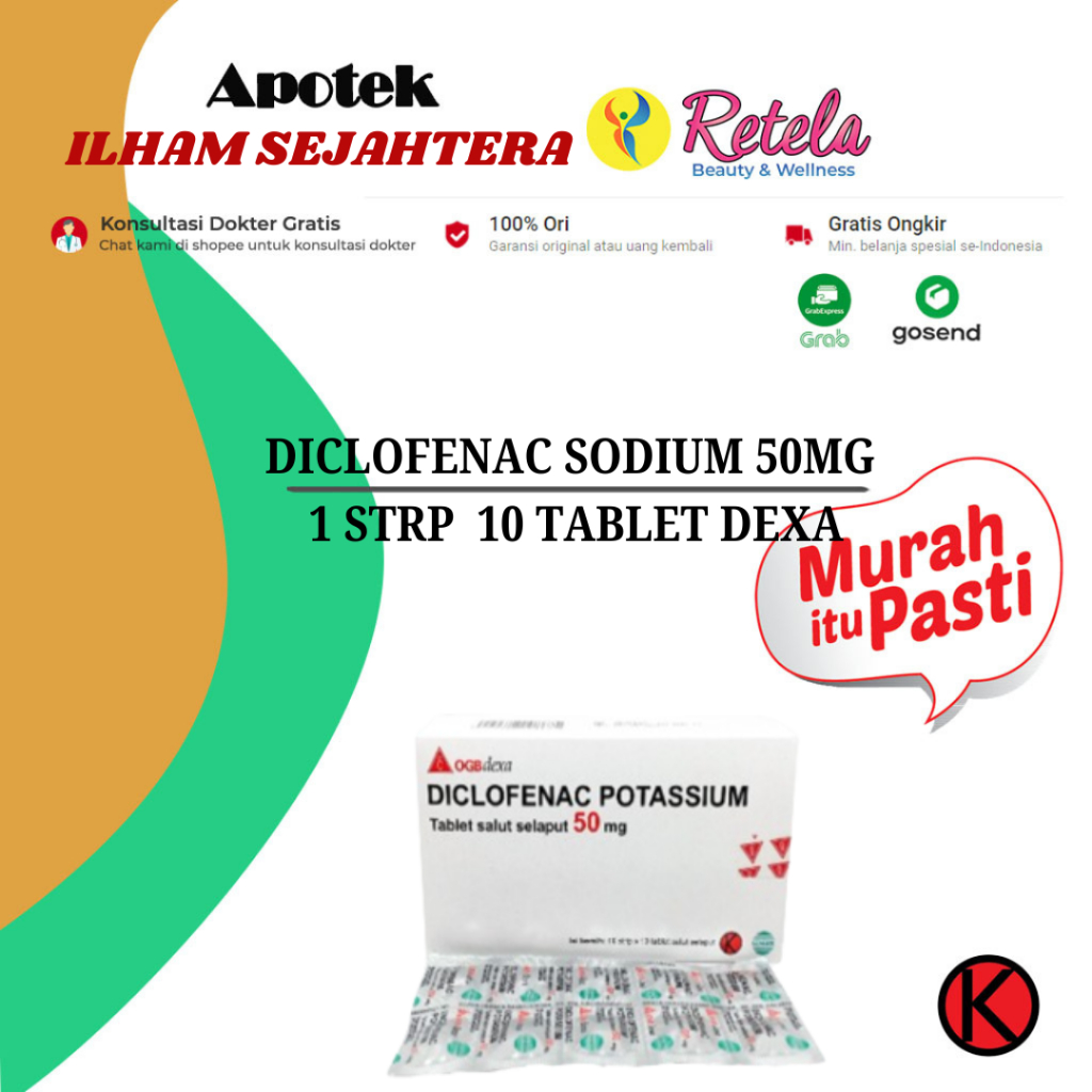 Jual DICLOFENAC SODIUM 50MG 1 STRP 10 TABLET DEXA | Shopee Indonesia