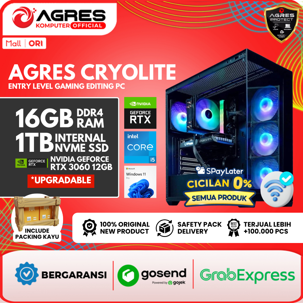Jual [PACKING KAYU] AGRES CRYOLITE PC I5 10400F RTX 3060 12G/ 16GB 1TB ...