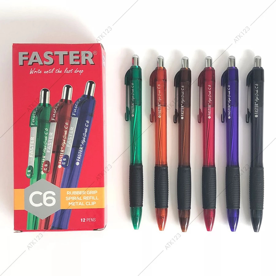 Jual Pulpen Faster C6 isi 12 pcs 0.7mm Ballpoint Bulpen | Shopee Indonesia