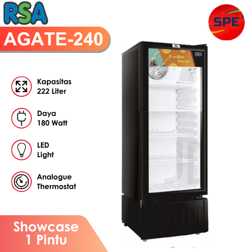 Jual SHOWCASE 1 PINTU RSA KAPASITAS 222 LITER AGATE-240 GARANSI RESMI ...