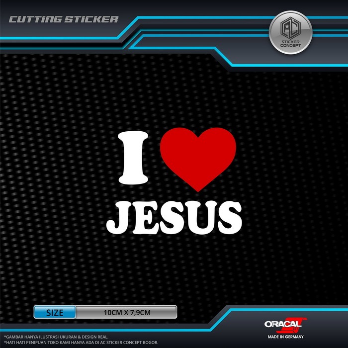 Jual Sticker Cutting I Love Jesus Yesus Stiker Untuk Kaca Body Mobil ...