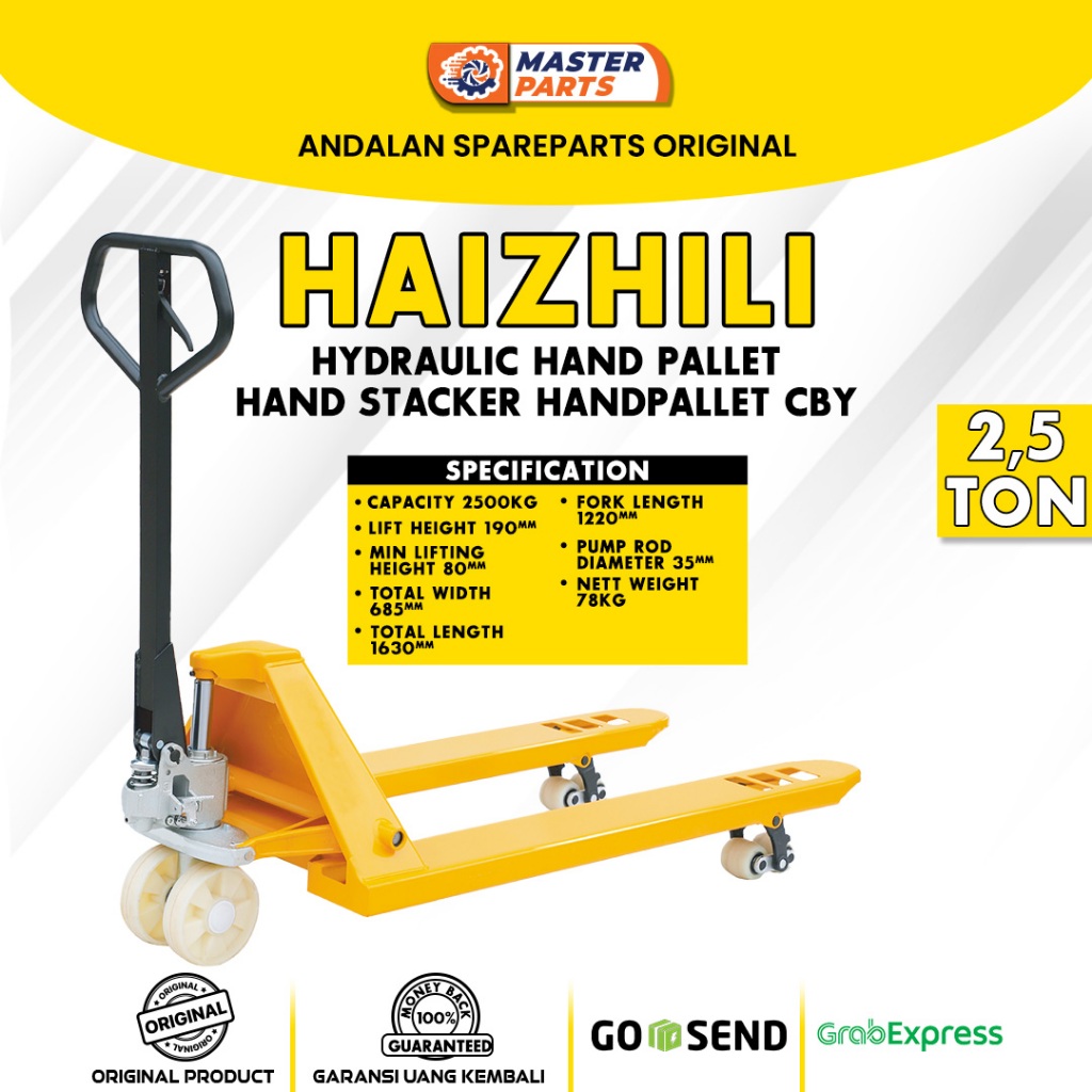 Jual Hydraulic Hand Pallet Haizhili Hand Stacker Handpallet CBY 2,5 TON ...