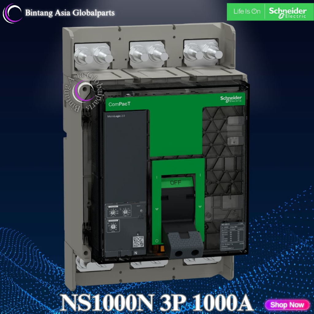 Jual MCCB 3p 1000a Schneider NS1000N Manual Original / MCCB 3 Phase 1000 Ampere NS1000 / Breaker ...