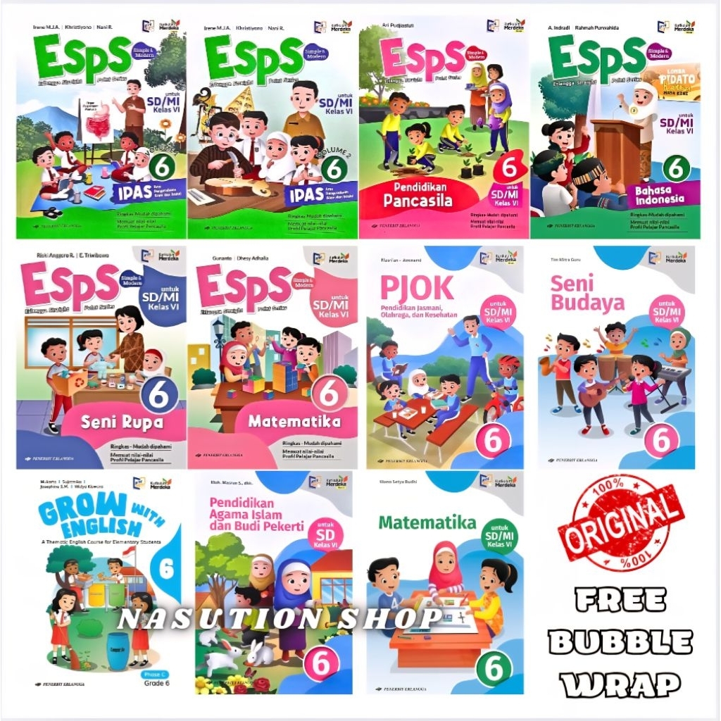 Jual BUKU PAKET KELAS 6 SD/MI PENERBIT ERLANGGA KURIKULUM MERDEKA KM ORIGINAL - ESPS IPAS BAHASA ...
