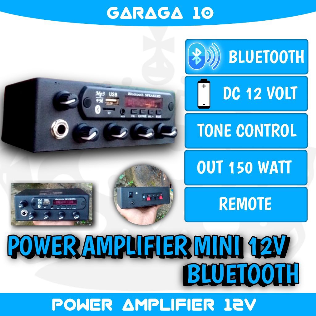 Jual Power Amplifier 150watt Bluetooth 12 volt || tone control (bass ...