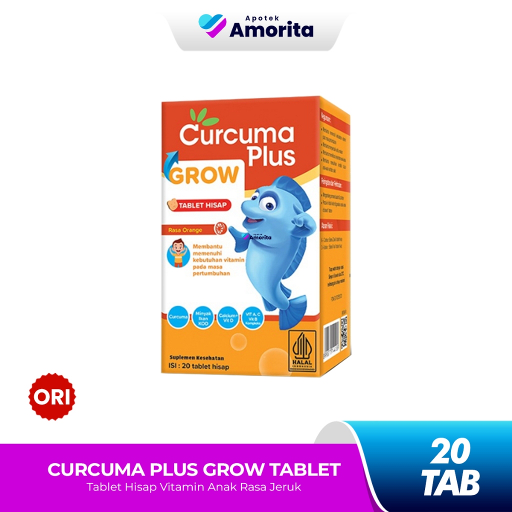 Jual Curcuma Plus Grow Tablet Hisap Multivitamin Rasa Jeruk isi 20 ...