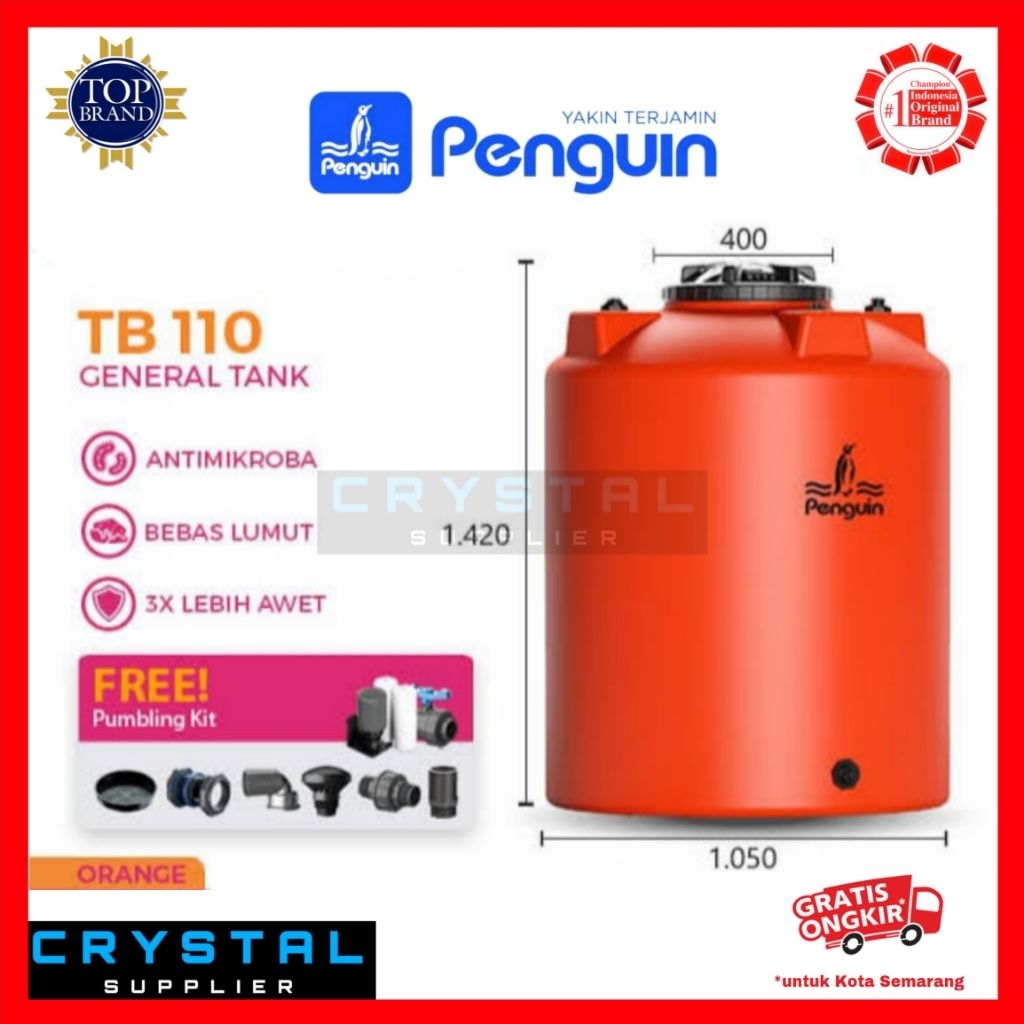 Jual Tangki Air PENGUIN TB 110 Orange 1050 Liter Toren Tandon Torn ...