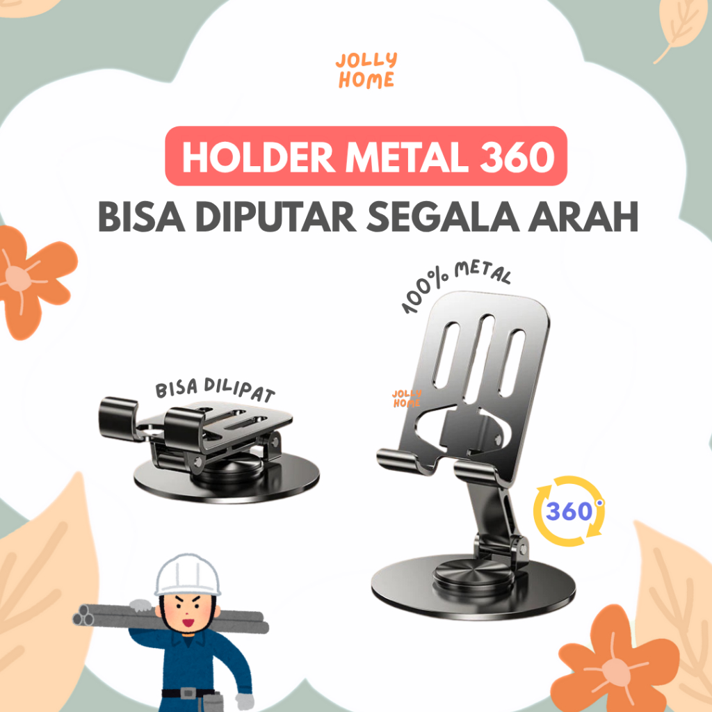 Jual Stand Holder HP 360 Rotate Metal Besi Stainless Rotasi 360 Dudukan ...