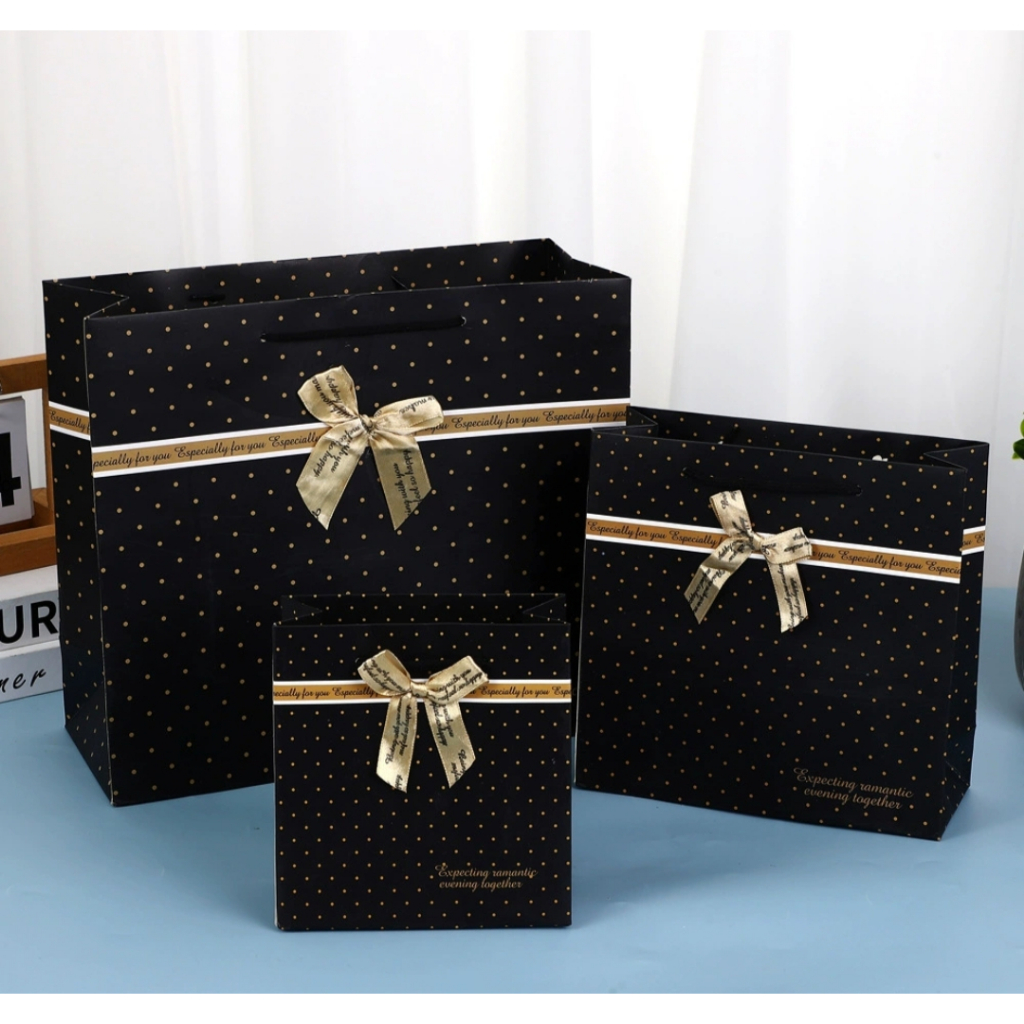 Jual POLKADOT BLACK PAPERBAG GOODIE BAG TAS KADO ULANG TAHUN WEDDING ...