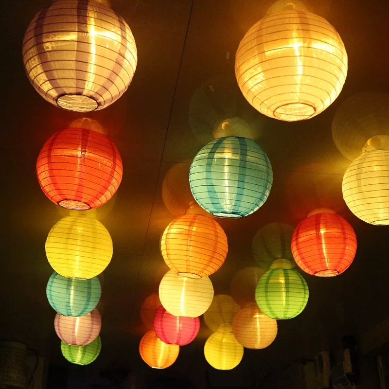 Jual Lampion Bulat Polos Gantung Lampion Kain Bulat Polos Untuk ...