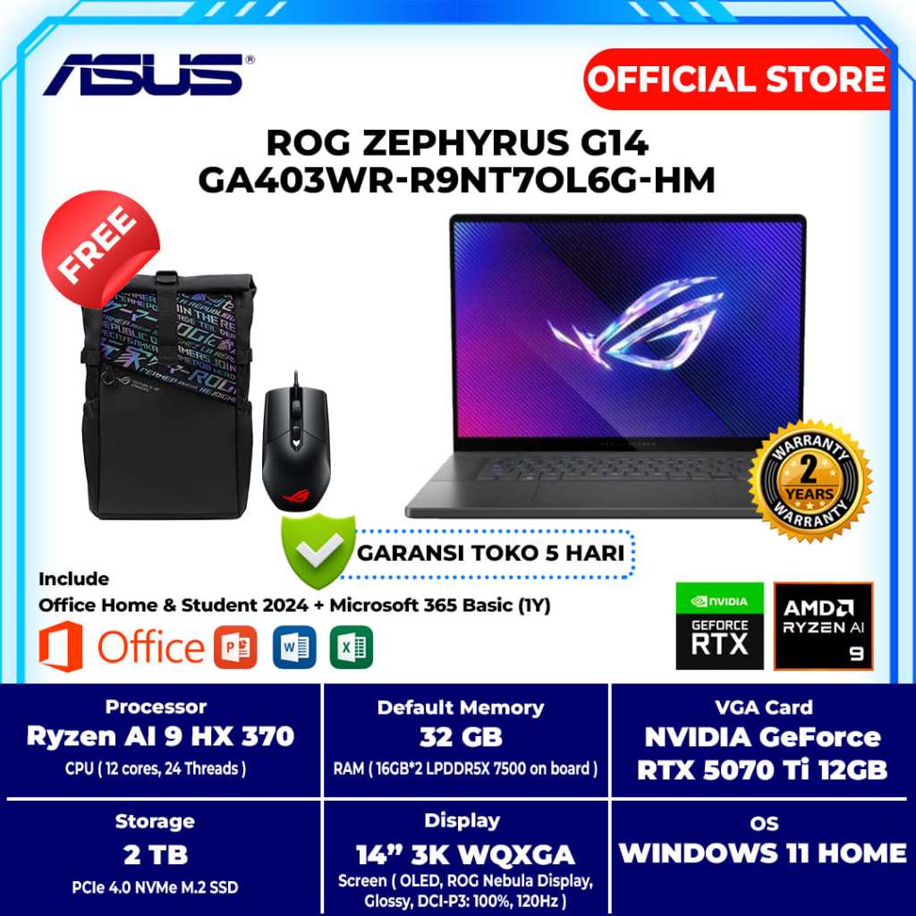 Jual ASUS GAMING ROG ZEPHYRUS G14 GA403WR-R9NT7OL6G-HM GRAY AMD RYZEN ...