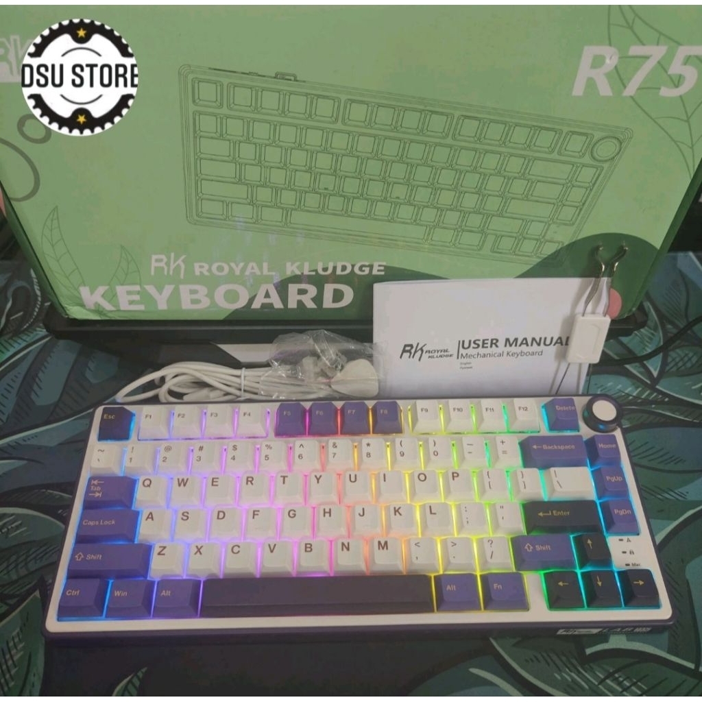 Jual Royal Kludge RK R75 81 key Wired Gaming Keyboard - Purple, Silver ...