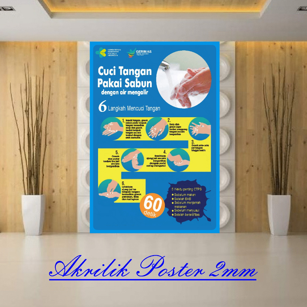 Jual Akrilik Poster Cuci Tangan 60 Detik Versi 2 | Akrilik Poster Cuci ...