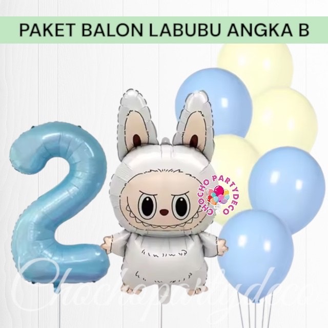 Jual Paket Balon LABUBU ANGKA B / Dekorasi Ulang Tahun Anak Labubu ...