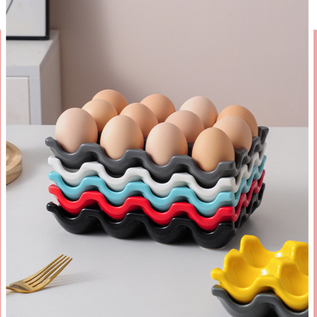 Jual Egg Tray / tempat telur / rak telur Estetik Bahan Keramik Packing ...