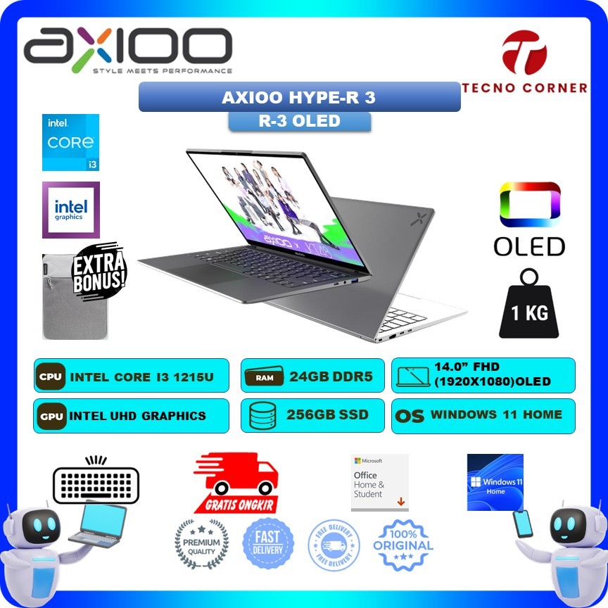 Jual NEW! Axioo Hype-R 3 Intel Core I3 1215 RAM 24GB SSD 256GB Windows ...