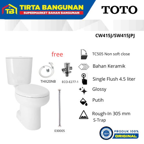 Jual TOTO CW415J/SW415JP TC505 CLOSET DUDUK WC DUDUK/ TOILET FREE ...