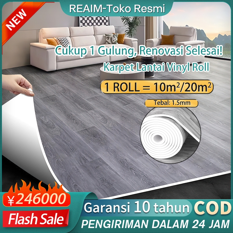 Jual Reaim Karpet Lantai Vinyl Roll Tebal 1.5mm per Lebar 2m Panjang 10m aesthetic Gulungan ...