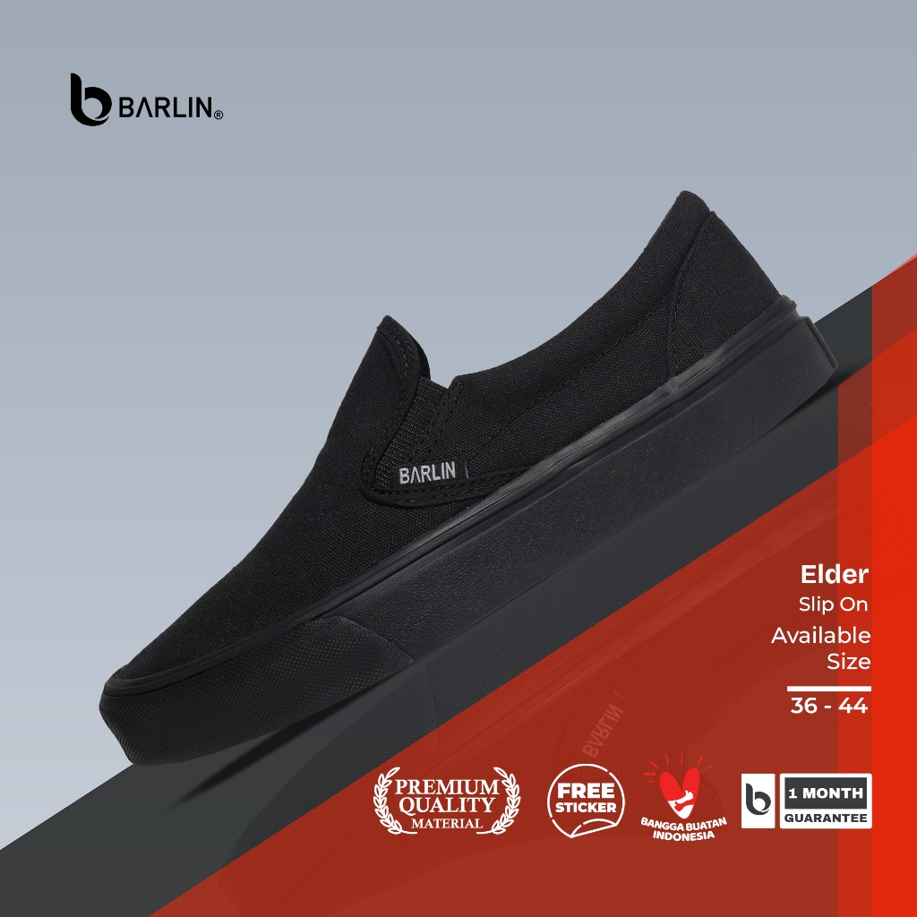 Jual BARLIN - Sepatu Slip On Pria Wanita - Elder All Black | Shopee ...