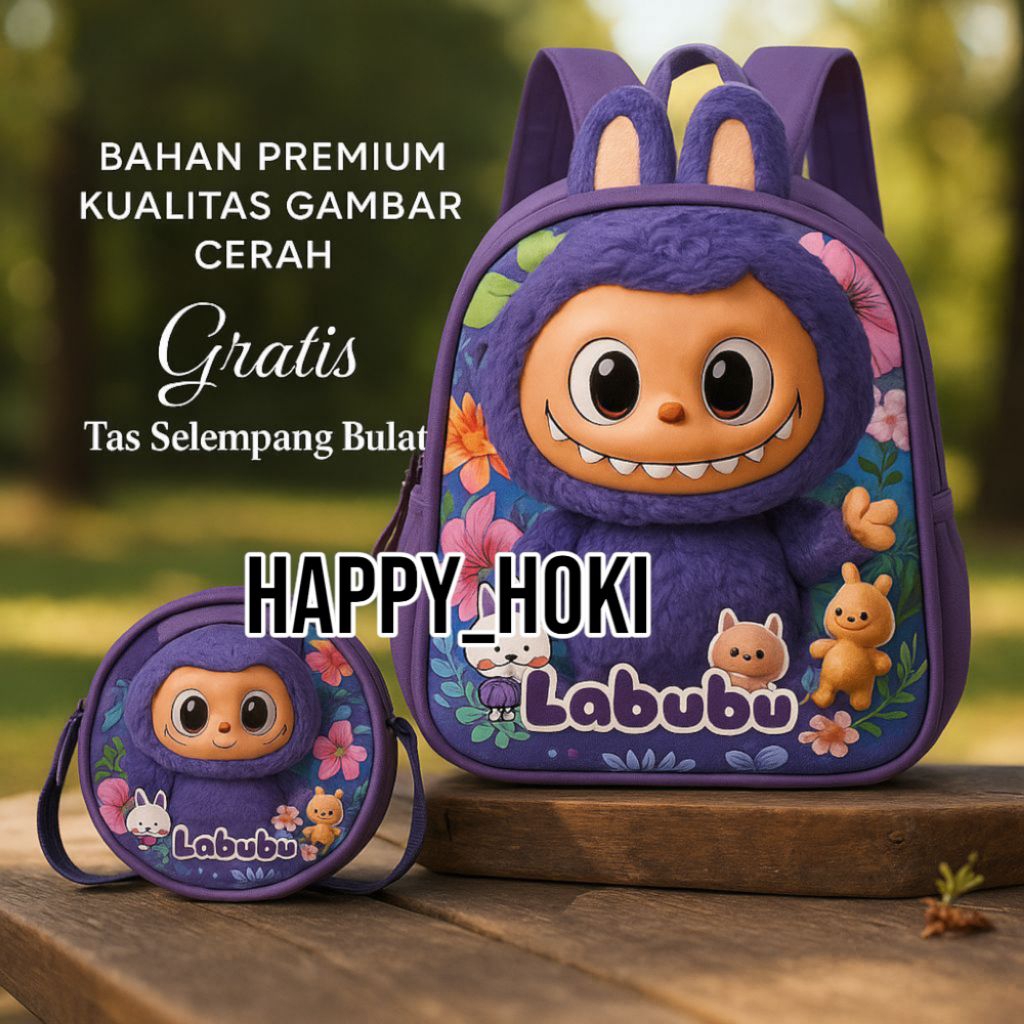 Jual VIRAL LABUBU Tas Sekolah Anak Perempuan Laki Laki Ransel karakter Boneka Kartun TK SD Bisa ...