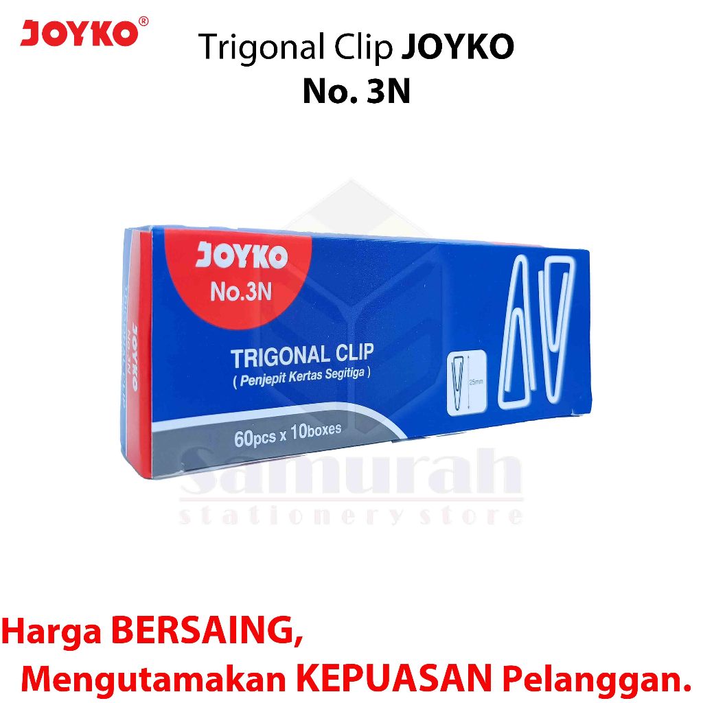 Jual Trigonal Paper Clips No 3 Joyko Per Box isi 10 pak @ 60 pcs / Clip ...
