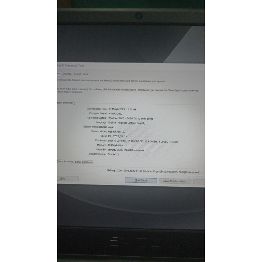 Jual axioo mybook pro 107 bekass murah i7 10 gen | Shopee Indonesia