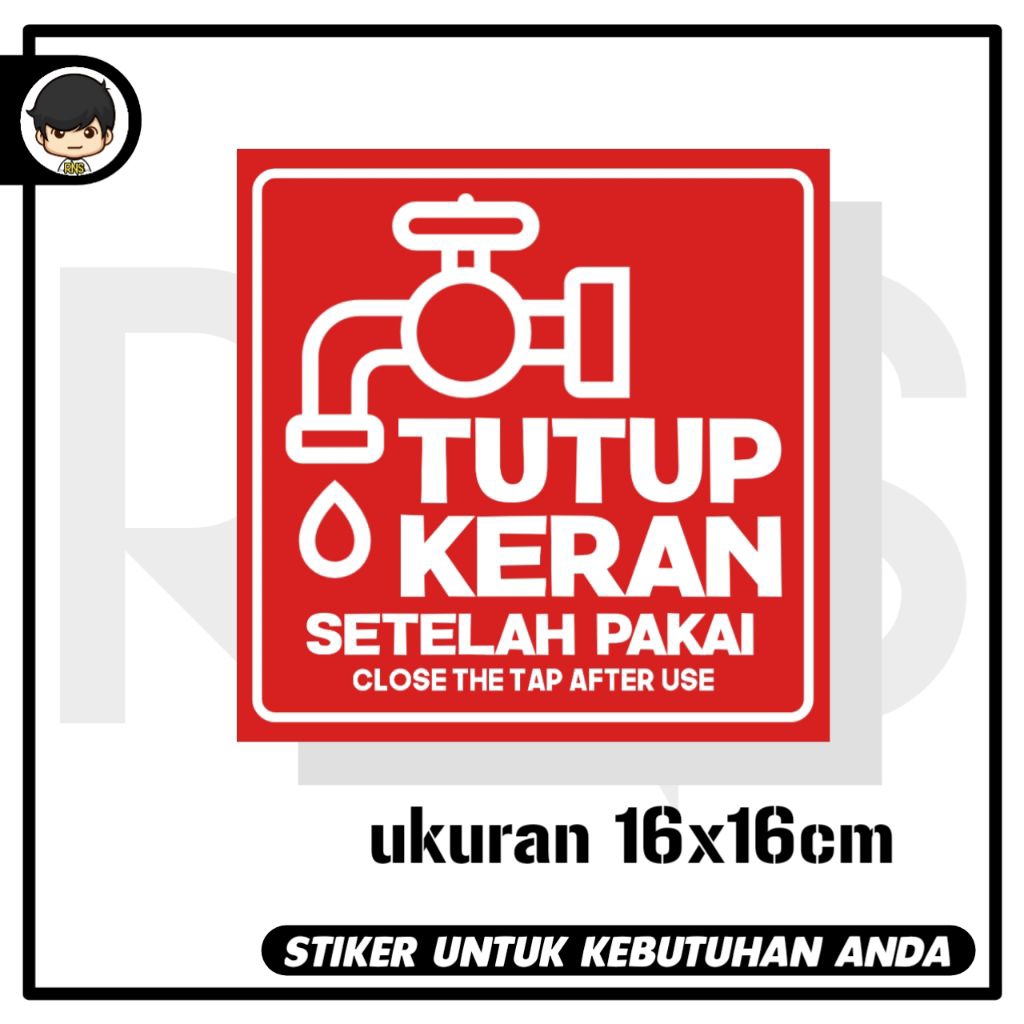 Jual Stiker tutup keran kran jika tidak digunakan sticker rambu ...