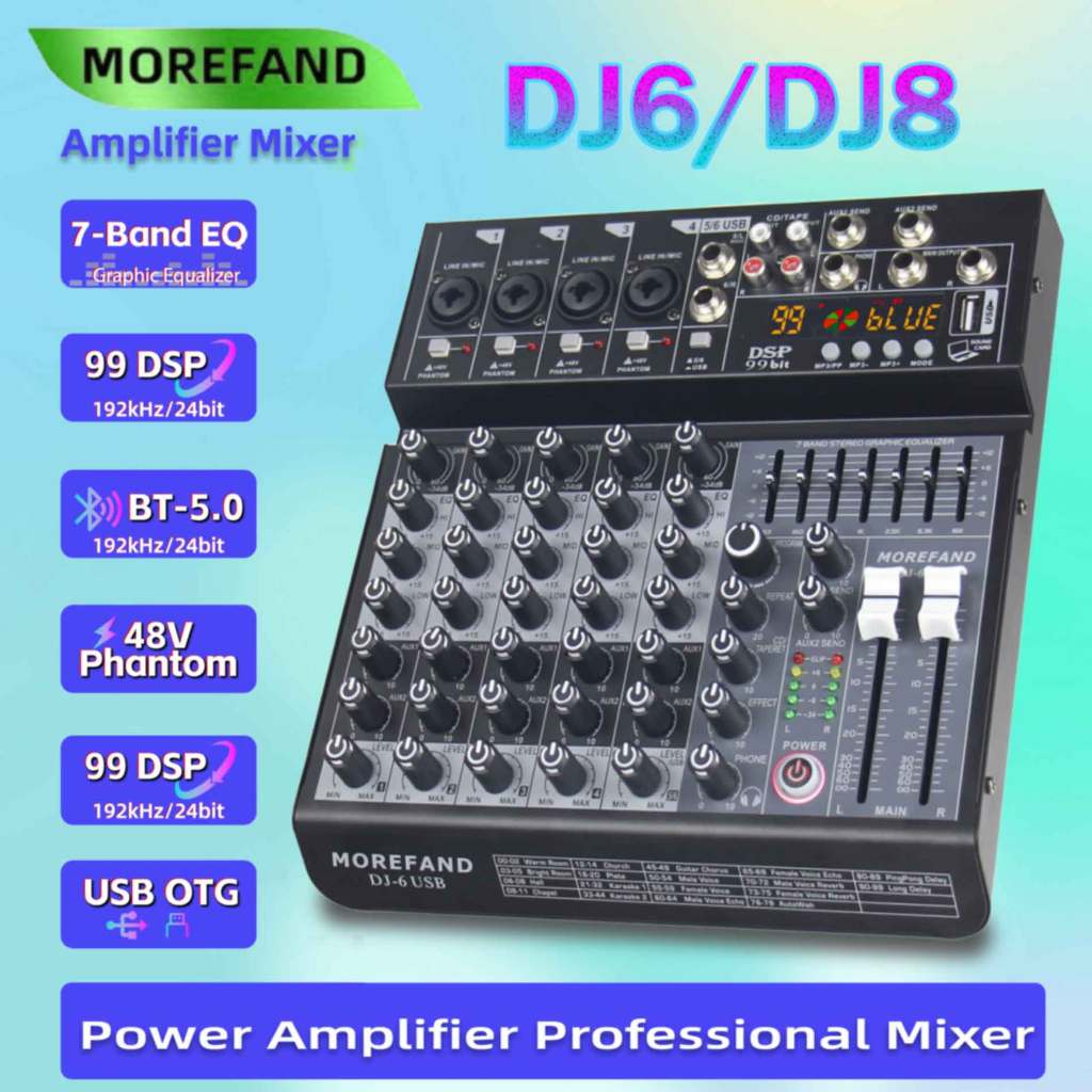 Jual COD Mixer, DJ4/DJ6/DJ8 7 EQ mixer audio profesional, saluran 4 ...