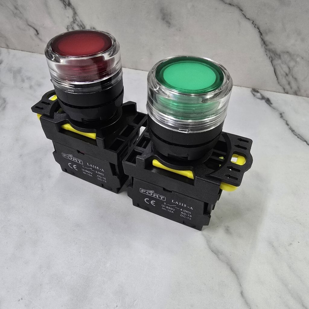 Jual PUSH BUTTON LED ILLUMINATED LA115-A5-10D SPRING RETURN 22MM 220VAC ...
