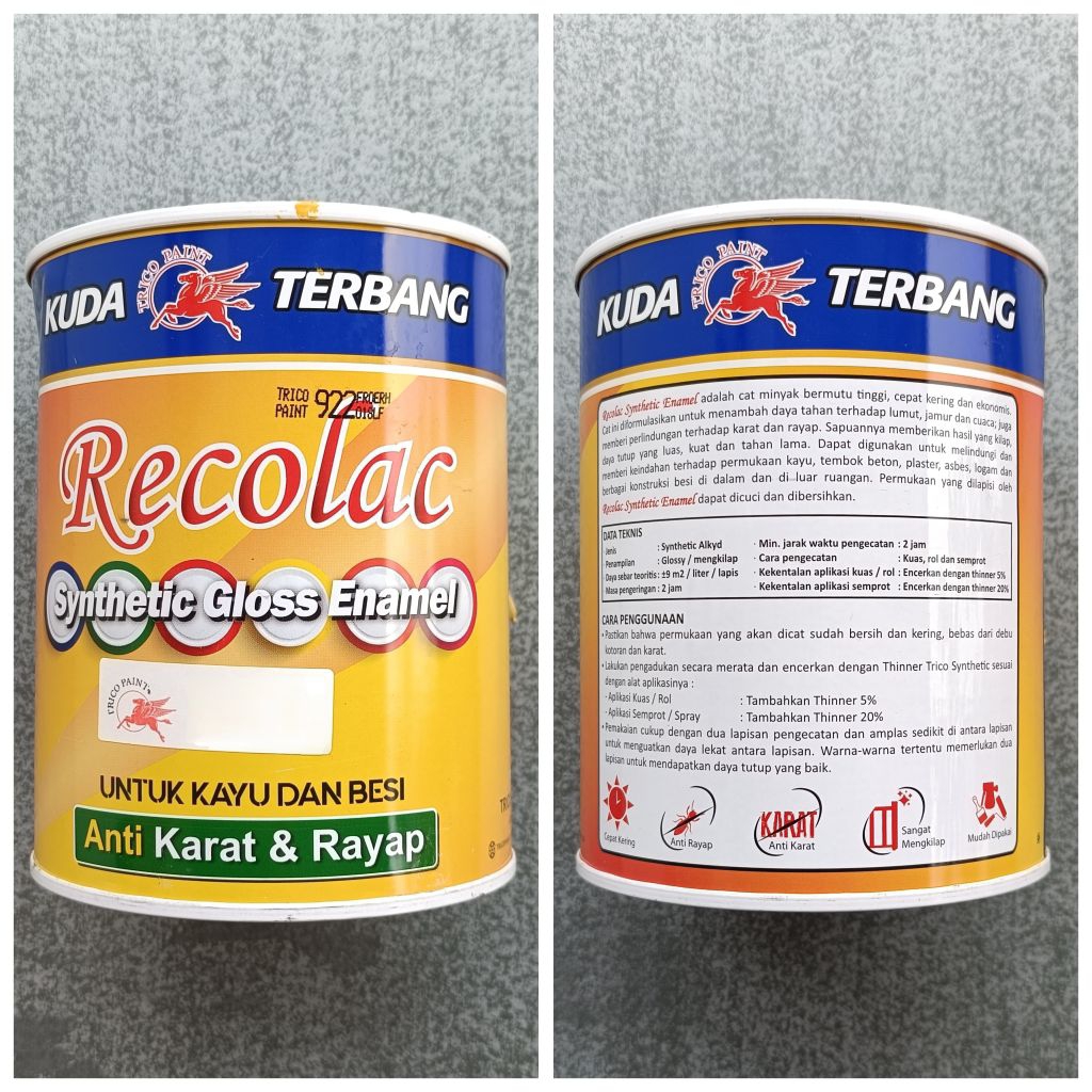 Jual Recolac Kuda Terbang 0.8 Liter Cat Minyak Besi Kayu Anti Karat ...